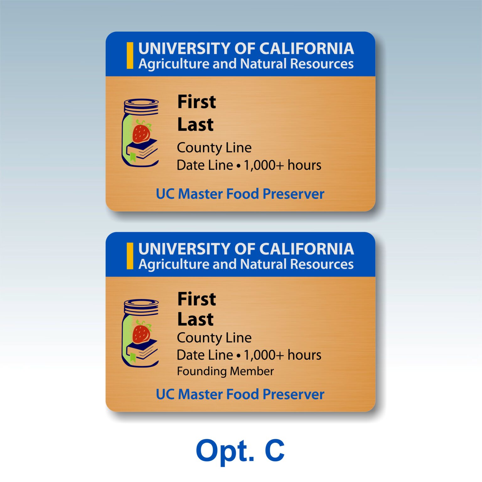 UC Master Food Preserver Name Tags